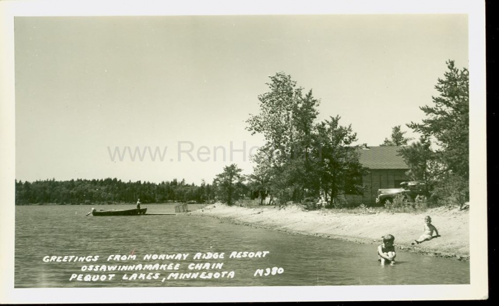 Pequot Lakes, MN, Lake Ossawinniemakee, Norway Ridge Resort, ca 1940 ...