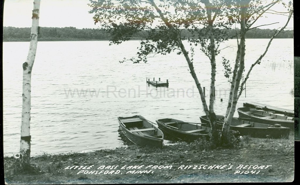 Ponsford, MN, Little Bass Lake, Ritzschke’s Resort #3, ca 1940s | Ren ...
